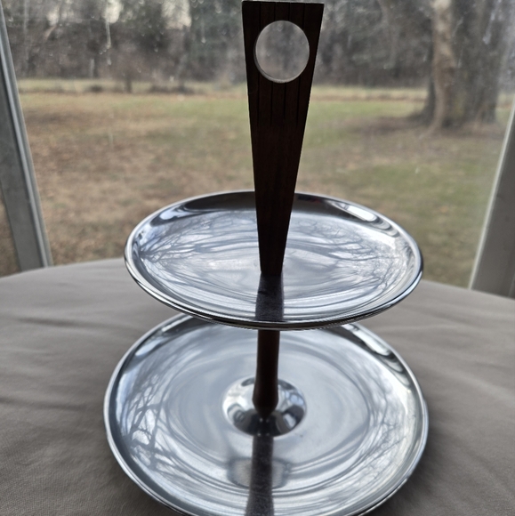 Kromex | Dining | Vintage Mcm 2 Tiered Kromex With Teak Handle Serving ...